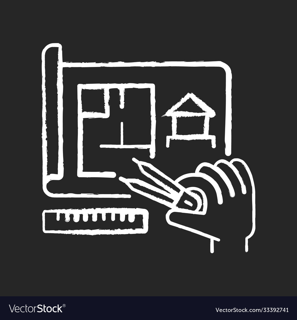 Preparing chalk white icon on black background Vector Image