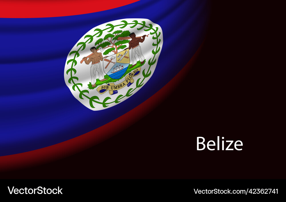 Wave flag of belize on dark background Royalty Free Vector