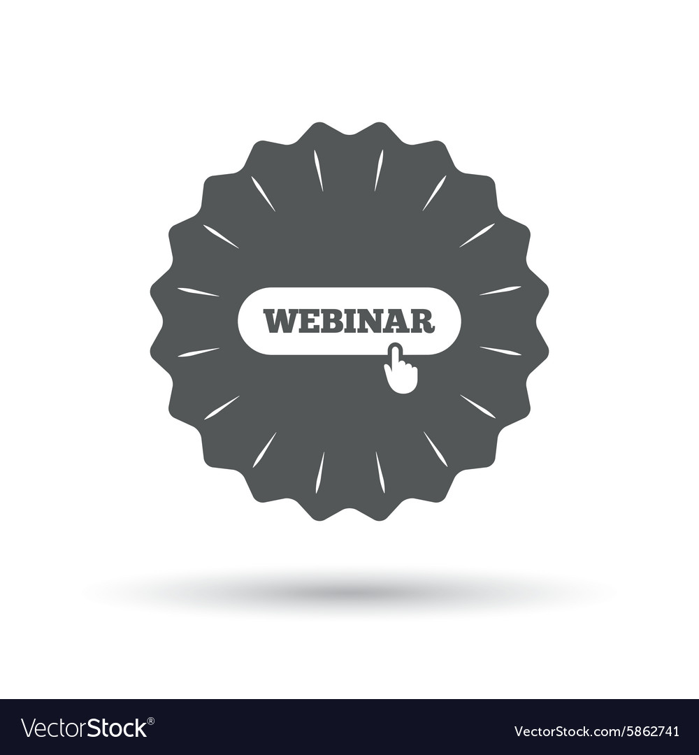 Webinar with hand pointer sign icon web study Vector Image