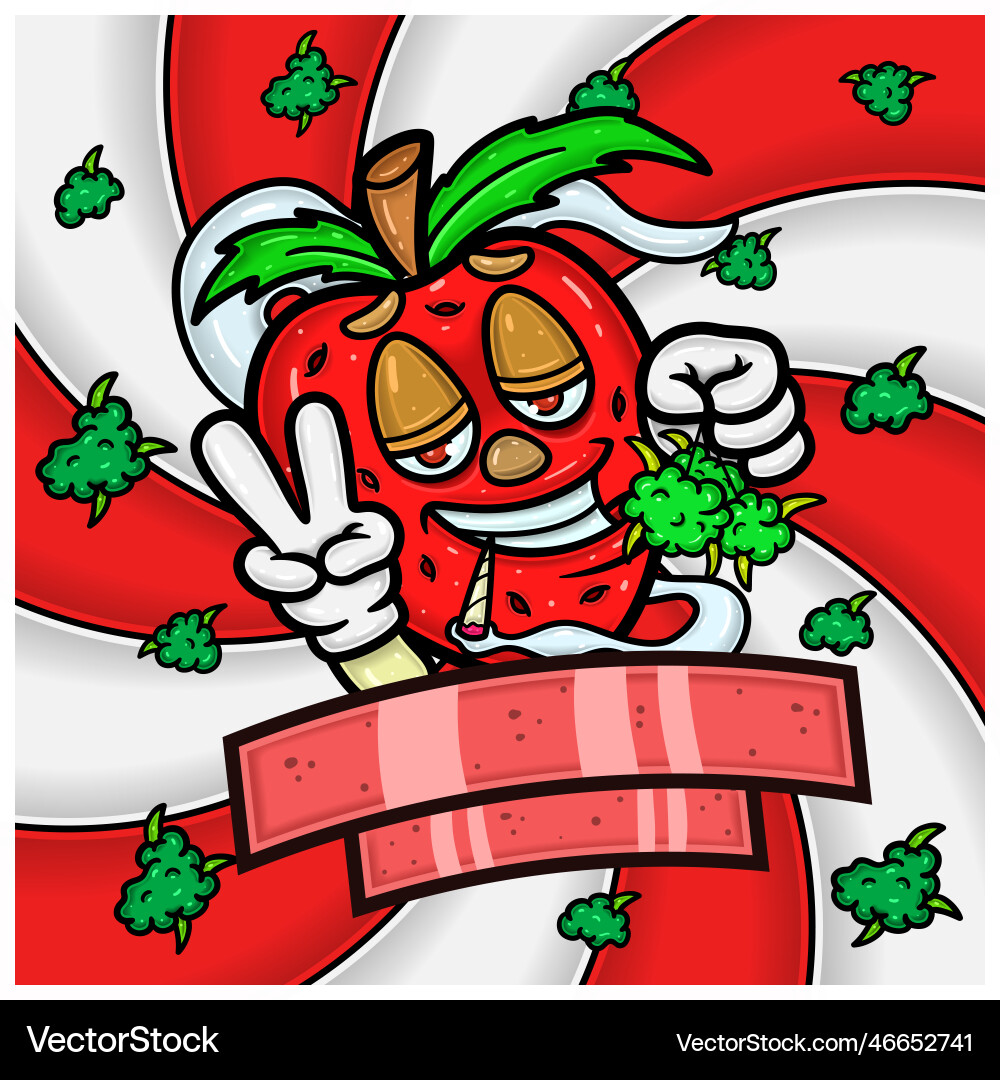 Weed bud packaging design with strawberry flavor Vector Image