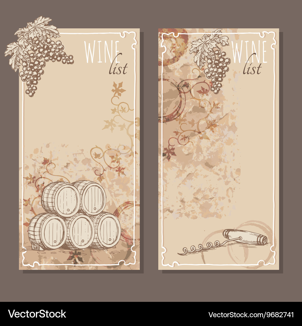 Wine list cards menu cards sketch Royalty Free Vector Image