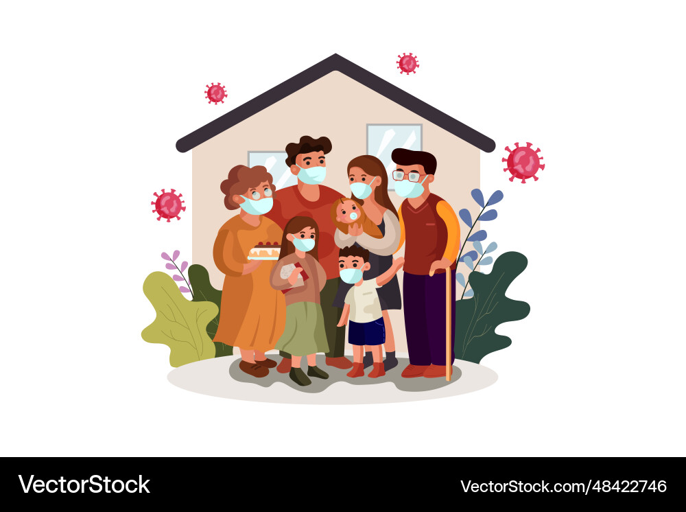 A large family is implementing the policy stay Vector Image