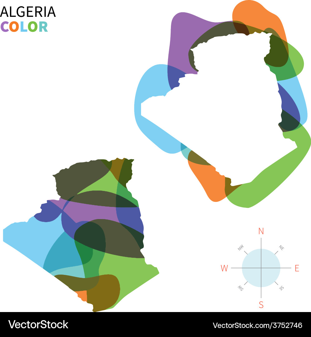 Abstract color map of algeria Royalty Free Vector Image