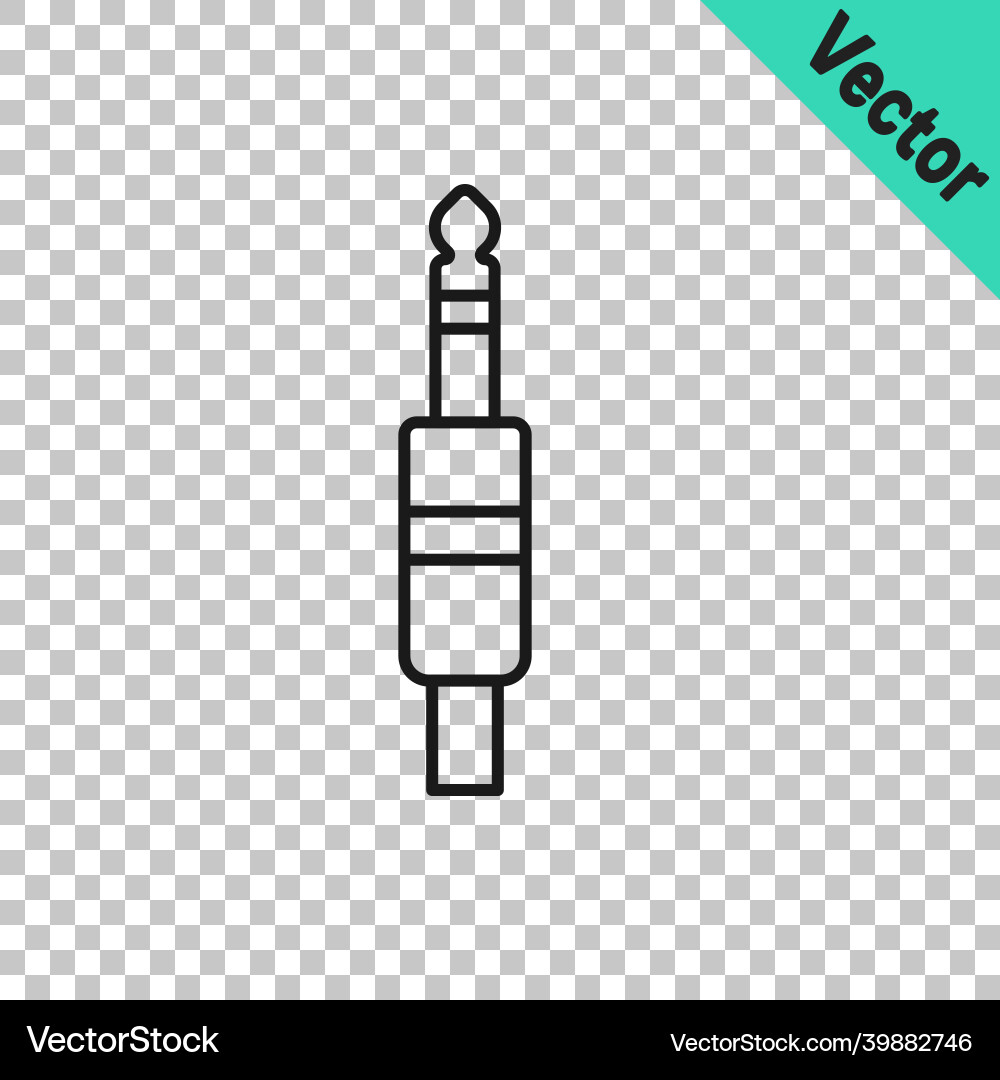 Black line audio jack icon isolated on transparent