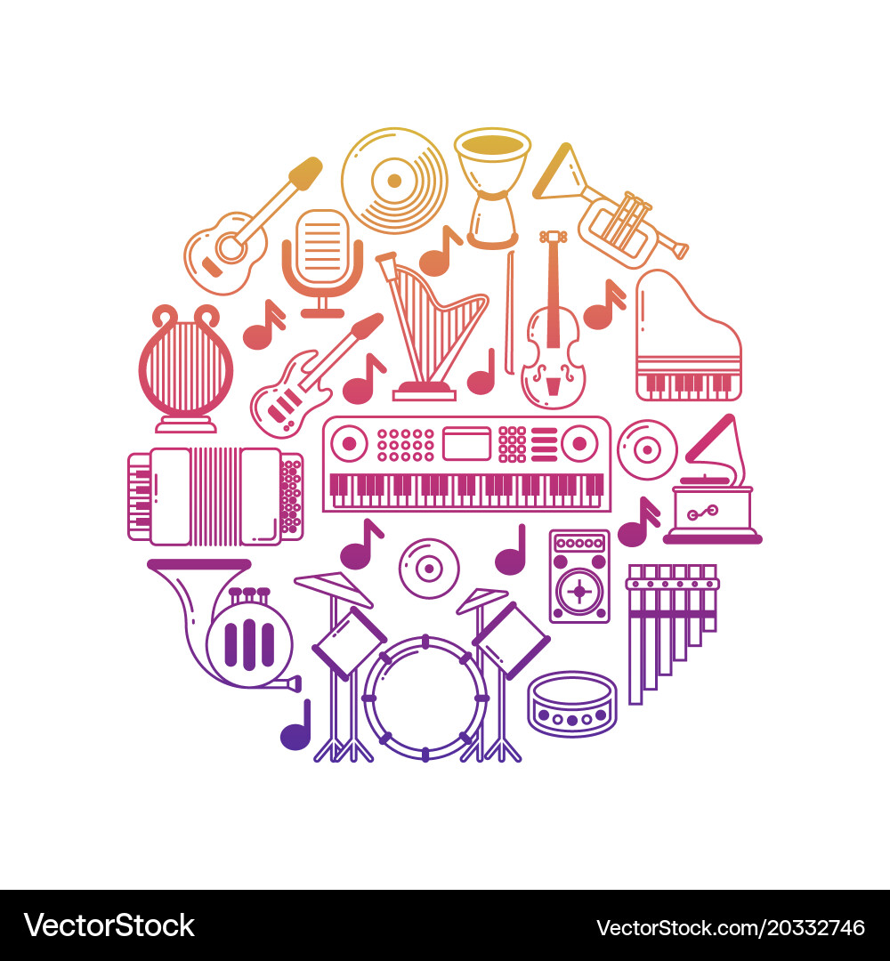 Bright music poster with musical Royalty Free Vector Image