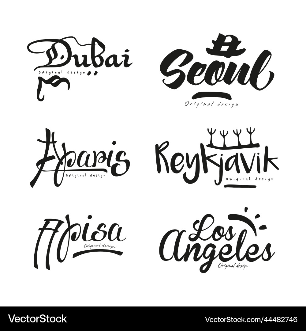 City and capitals name original design set Vector Image