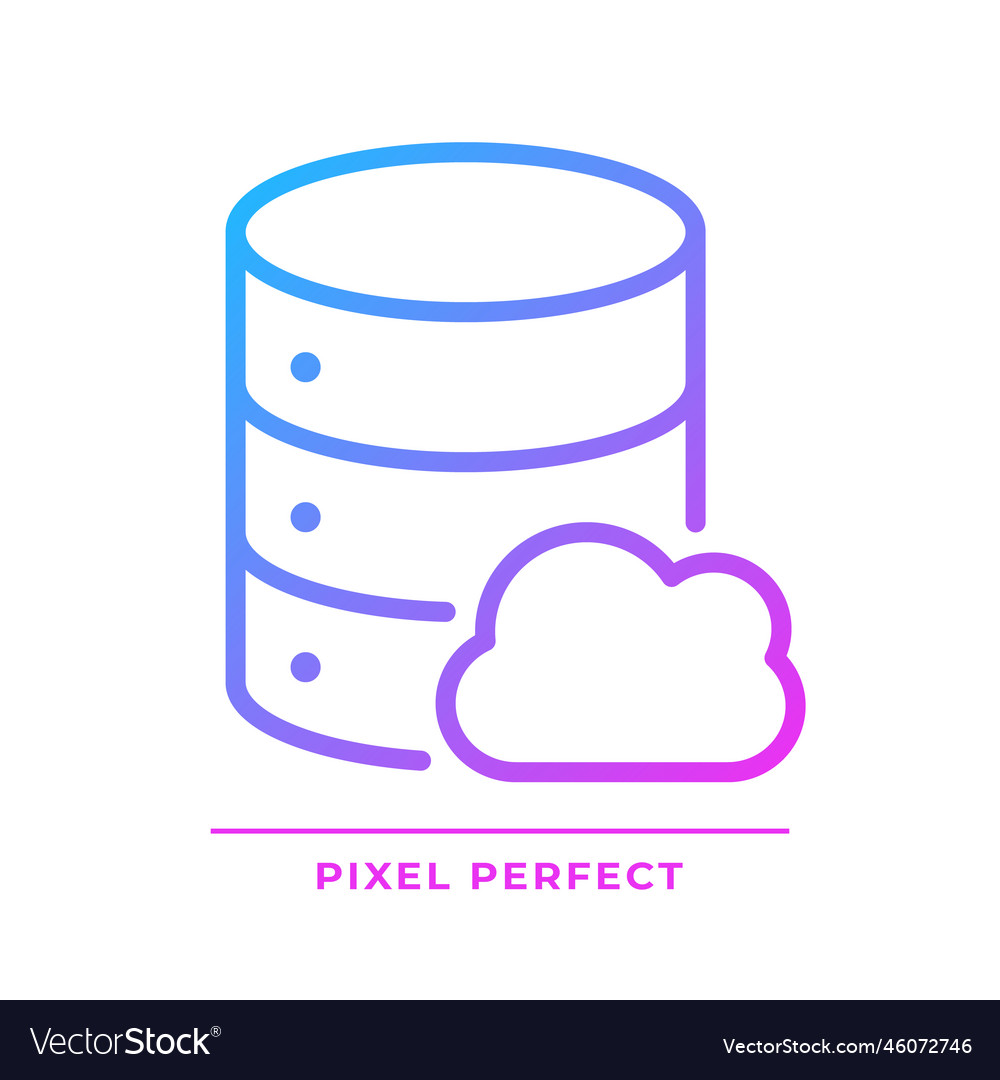 Cloud database pixel perfect gradient linear icon Vector Image
