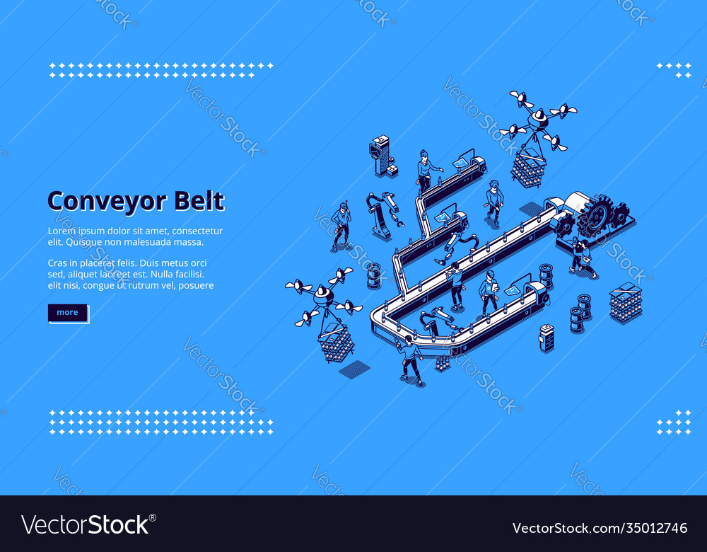 Conveyor belt isometric landing page smart factory