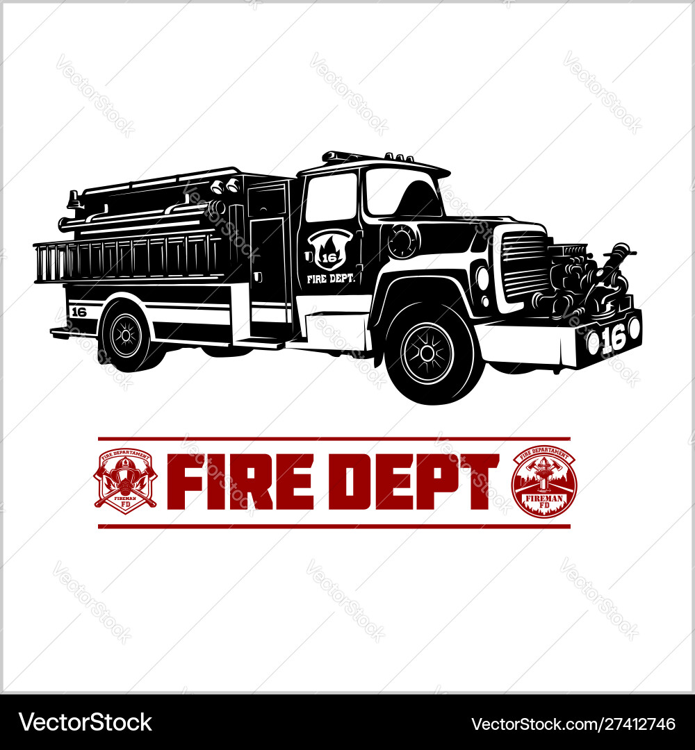 Fire truck - departament emblem Royalty Free Vector Image