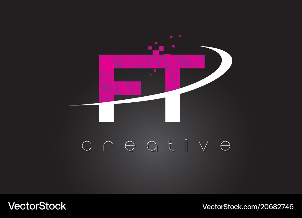 Ft f t creative letters design with white pink Vector Image