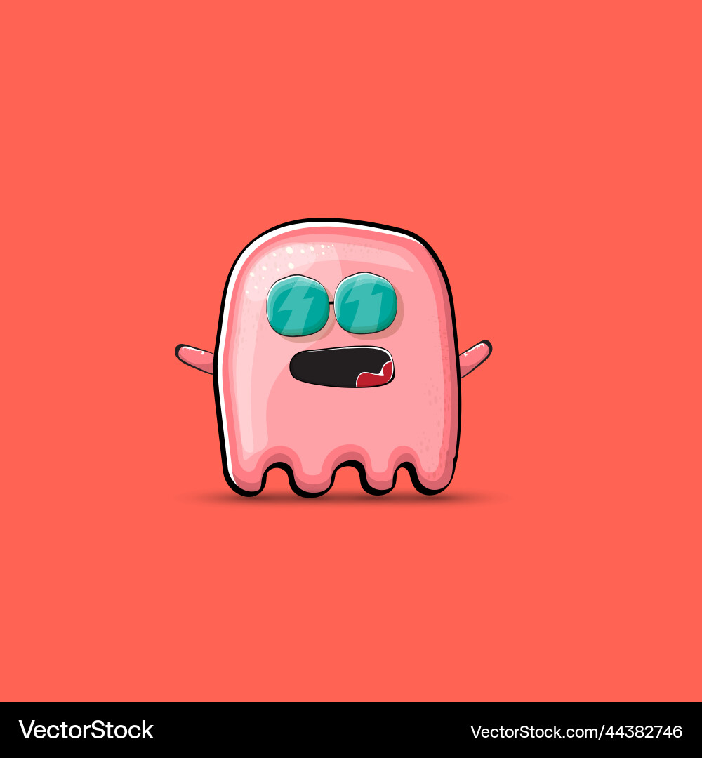 Funny cute smiling pink ghost monster isolated Vector Image