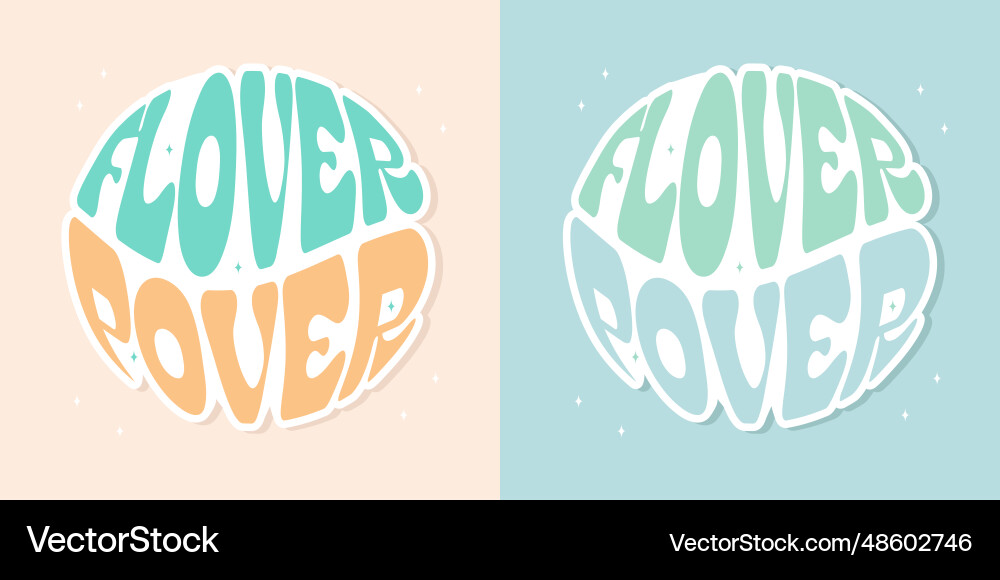 Groovy lettering flower power Royalty Free Vector Image