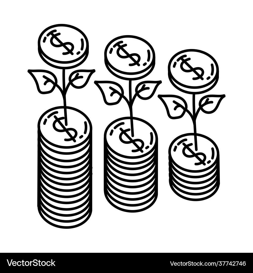 Growth icon doodle hand drawn or outline icon Vector Image
