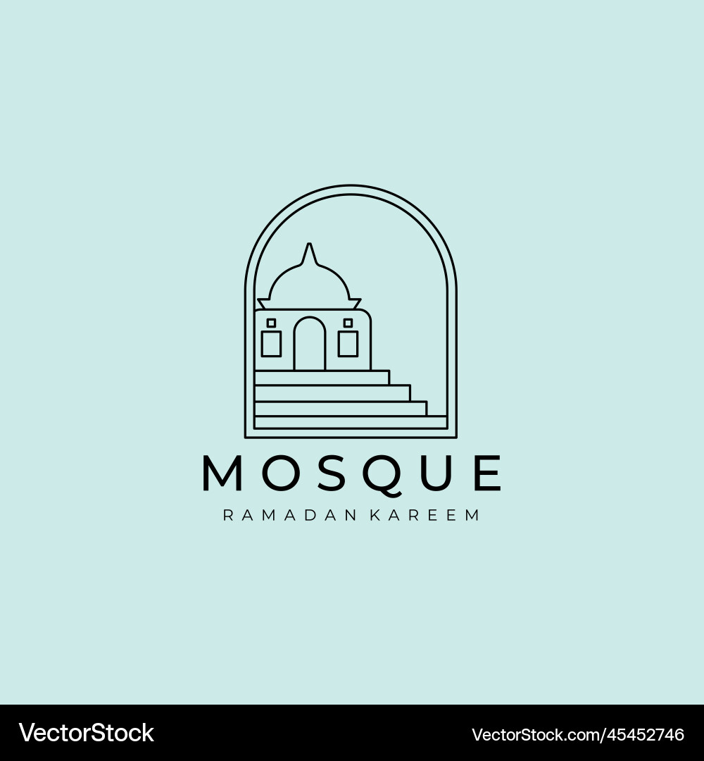 Islamic architecture logo line art icon symbol Vector Image