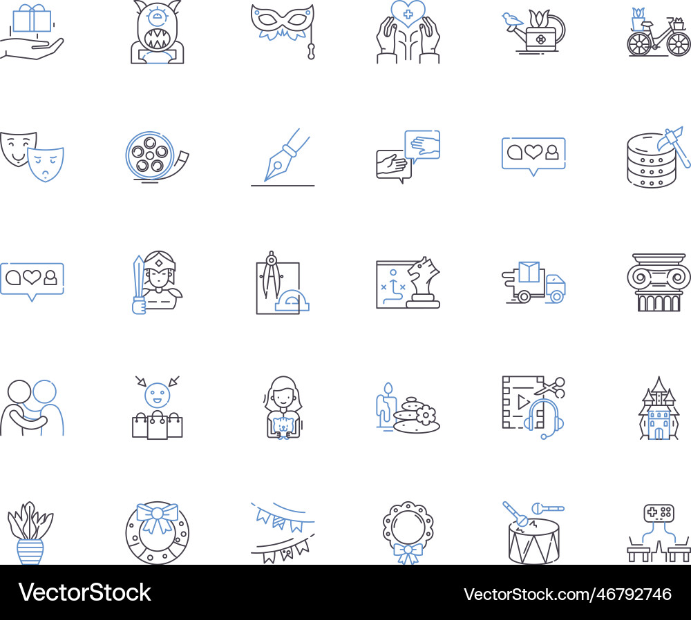 Leisure activities line icons collection Vector Image