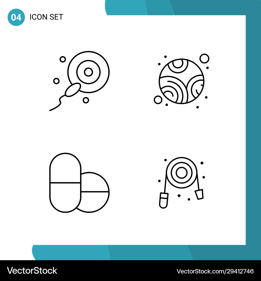 Pack 4 outline symbols line style icon set Vector Image