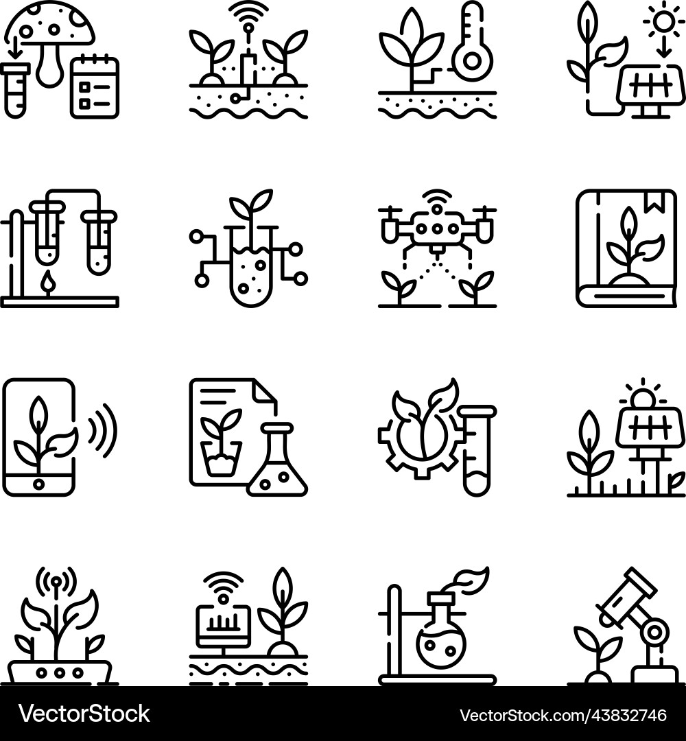 Pack of bio science line icons Royalty Free Vector Image