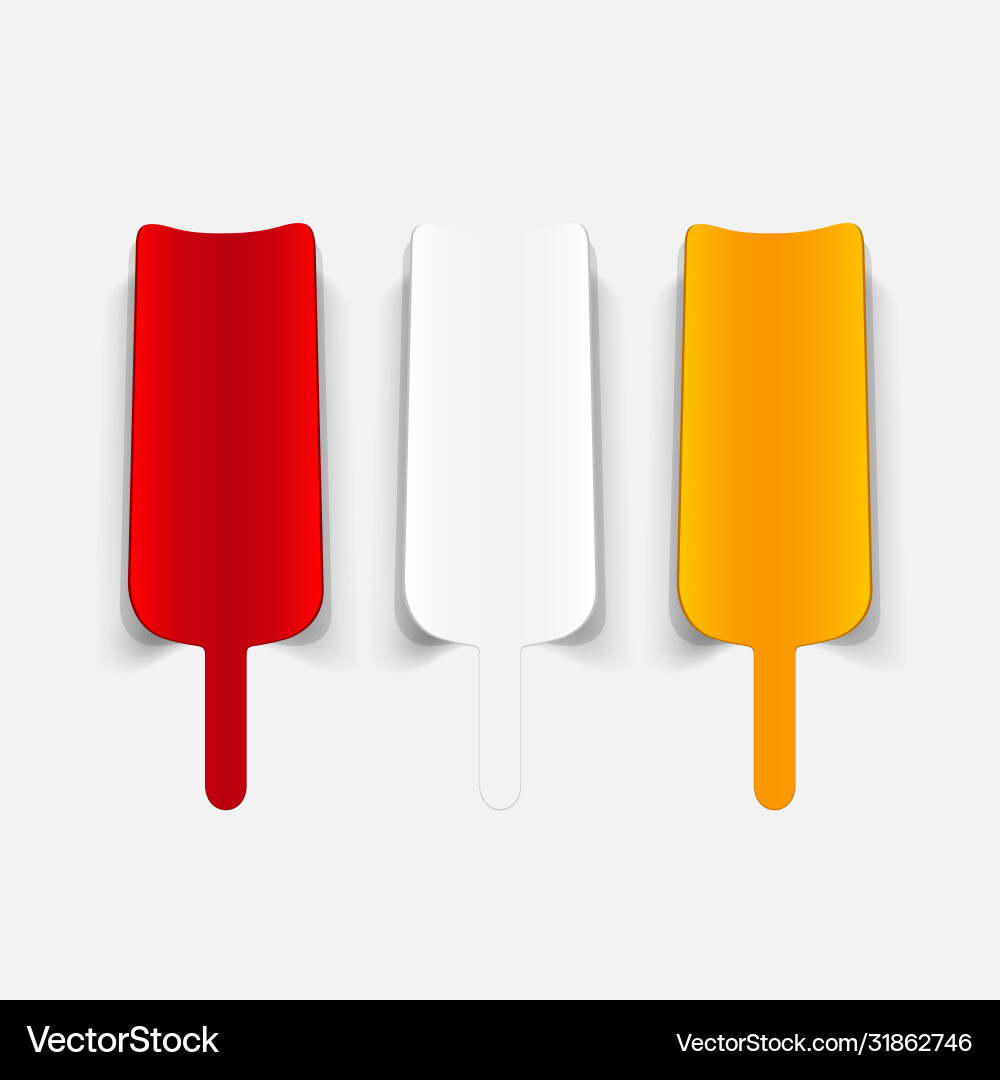 Realistic paper sticker eskimo pie Royalty Free Vector Image