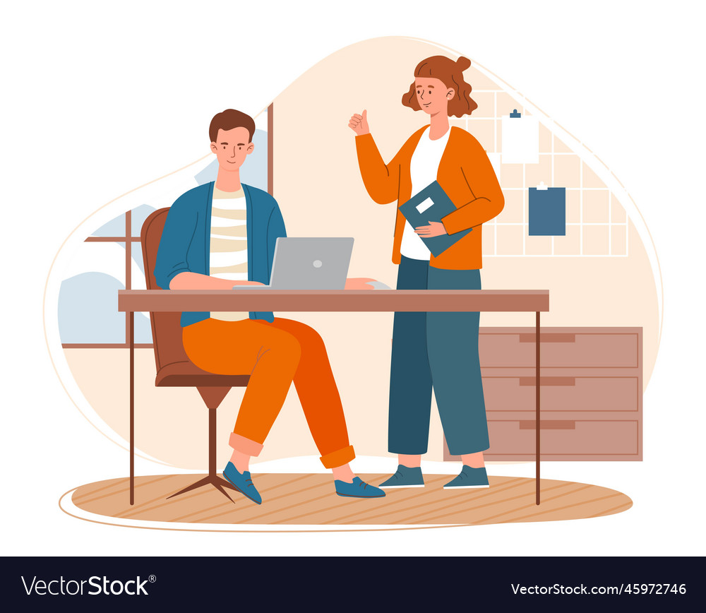 Teamwork at office Royalty Free Vector Image - VectorStock