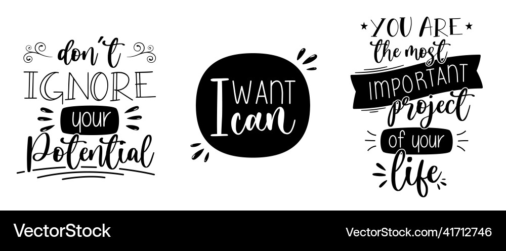 Three hand drawn motivational lettering perfect Vector Image