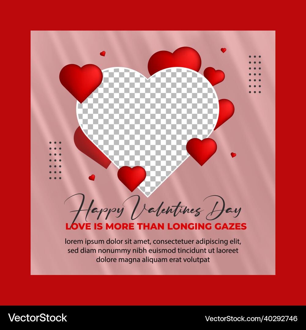 Valentines day social media post template design Vector Image
