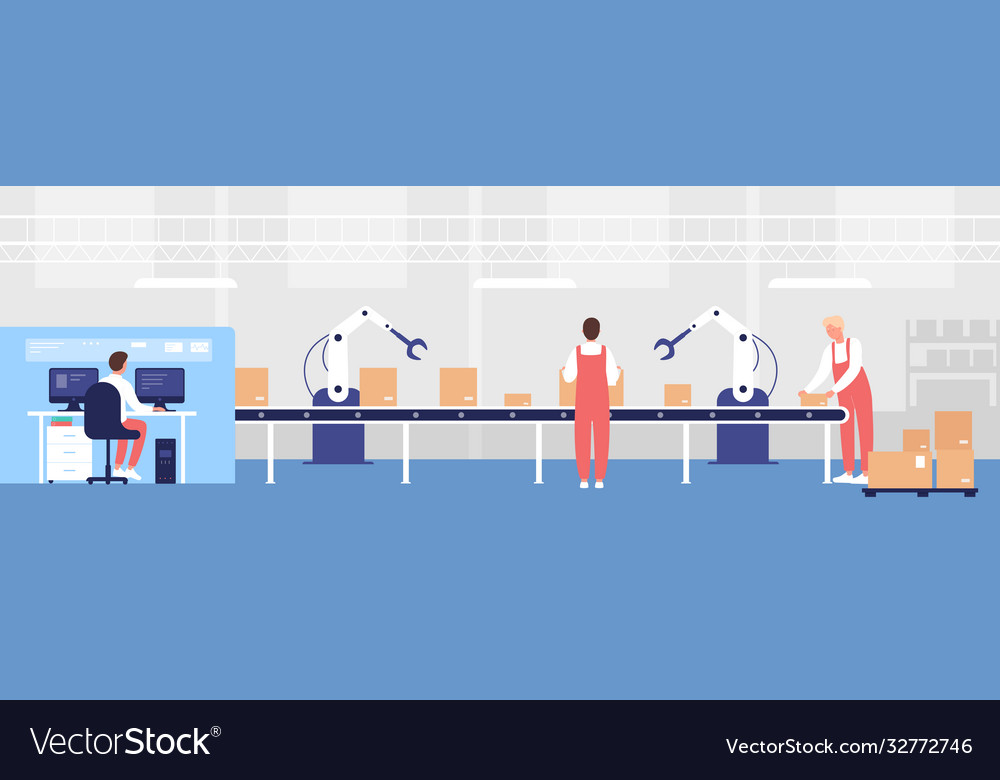 Warehouse loading conveyor Royalty Free Vector Image