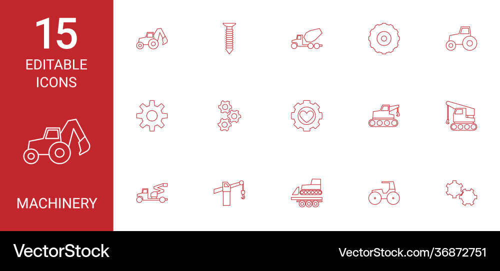 15 machinery icons Royalty Free Vector Image - VectorStock