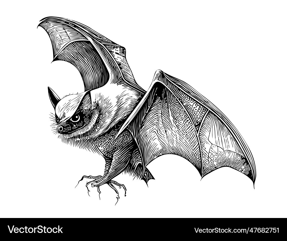 Bat flying sketch hand drawn in doodle style Vector Image
