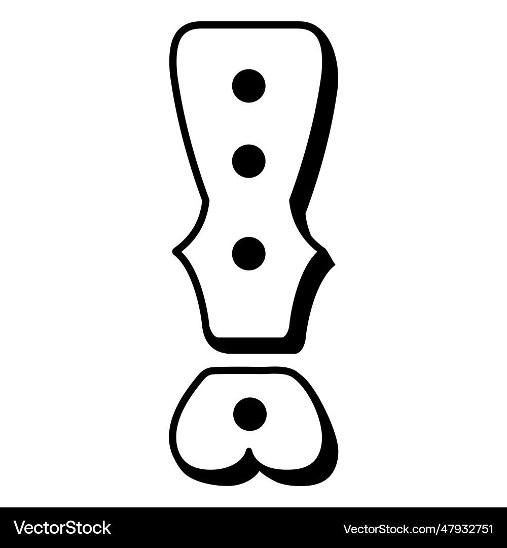 Carnival letter exclamation mark monochrome Vector Image