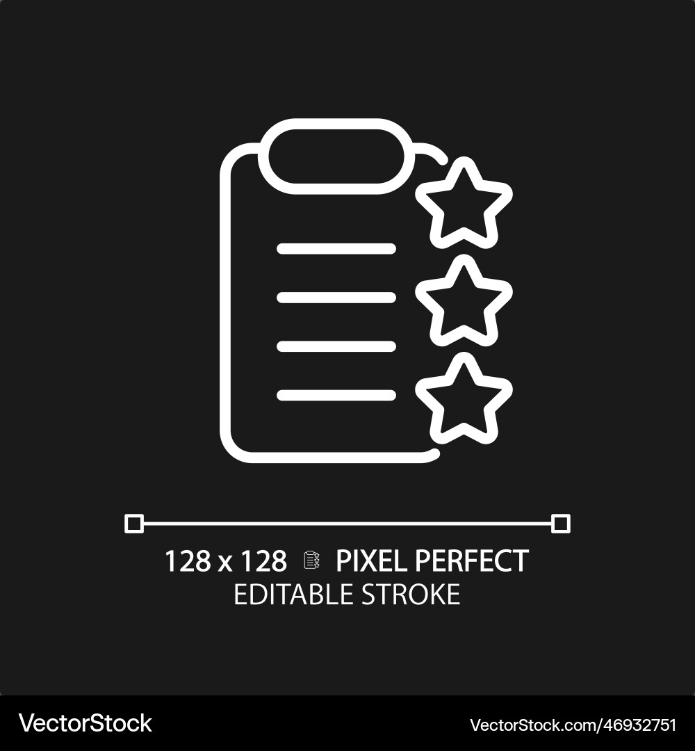 Clipboard with stars pixel perfect white linear Vector Image