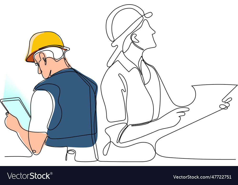 Construction manager and engineer working Vector Image