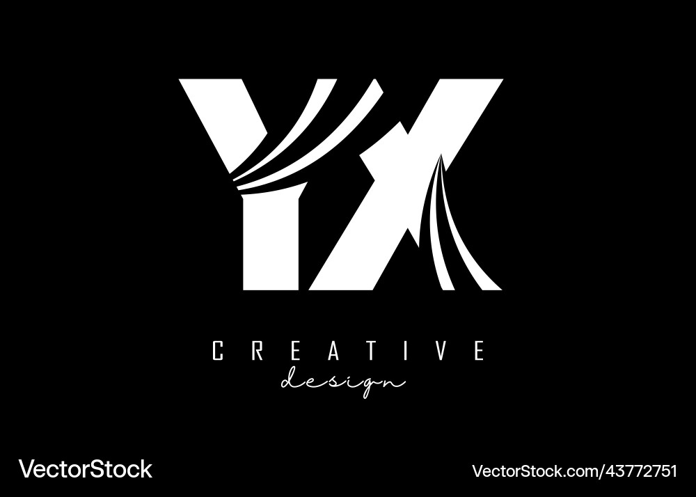 Creative white letters yx y x logo with leading Vector Image
