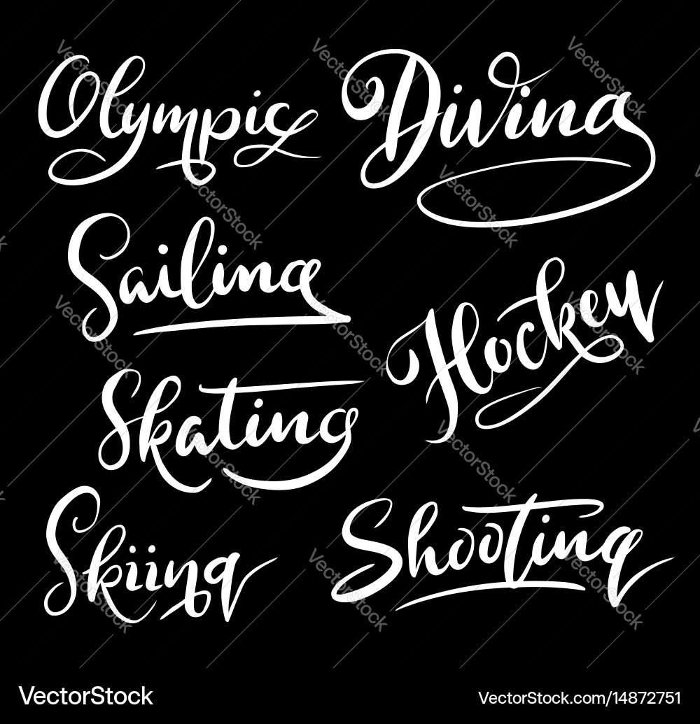 Diving sport hand written typography Royalty Free Vector