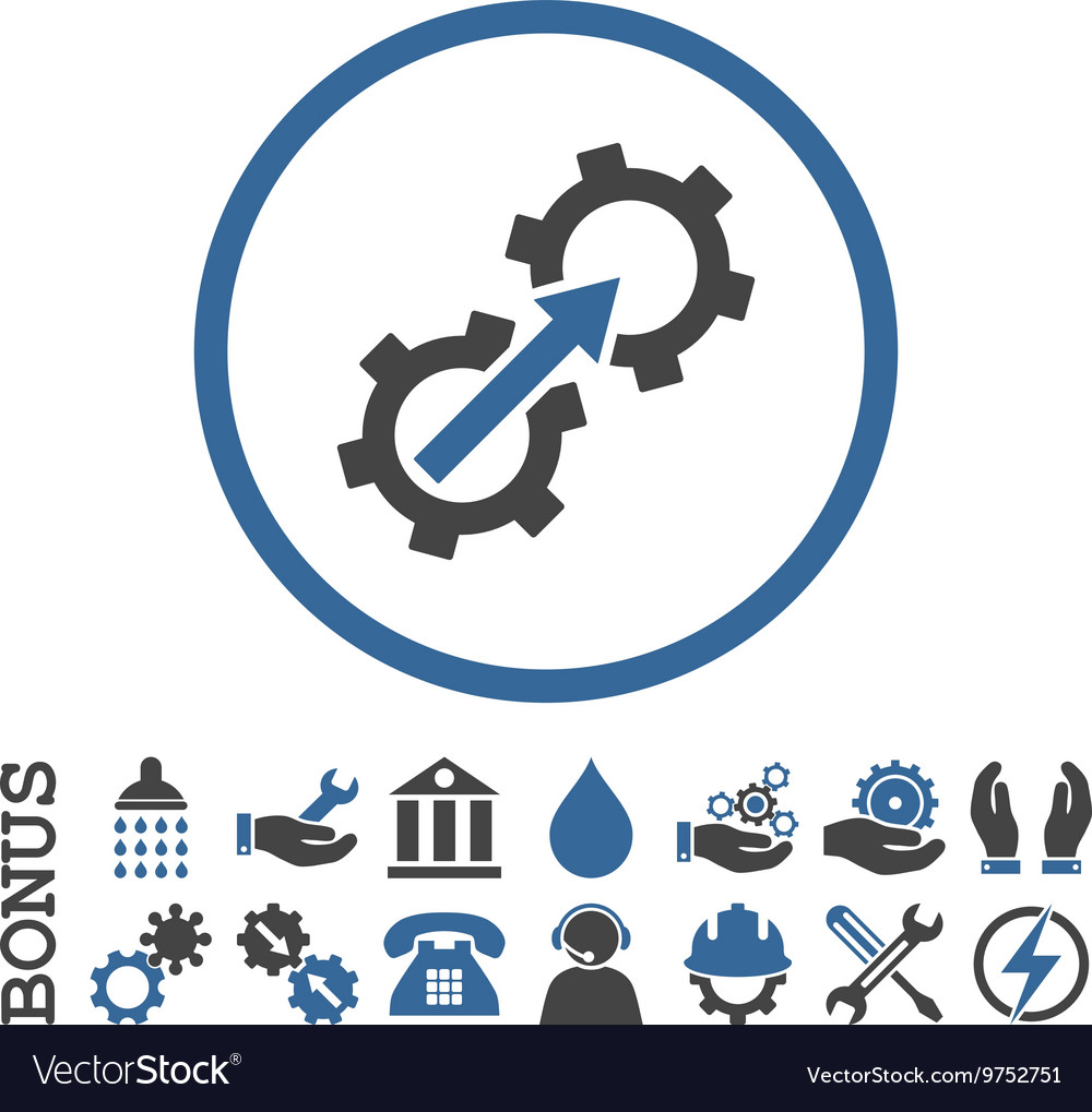 Gear integration flat rounded icon Royalty Free Vector Image Gear integration flat rounded icon Royalty Free Vector Image