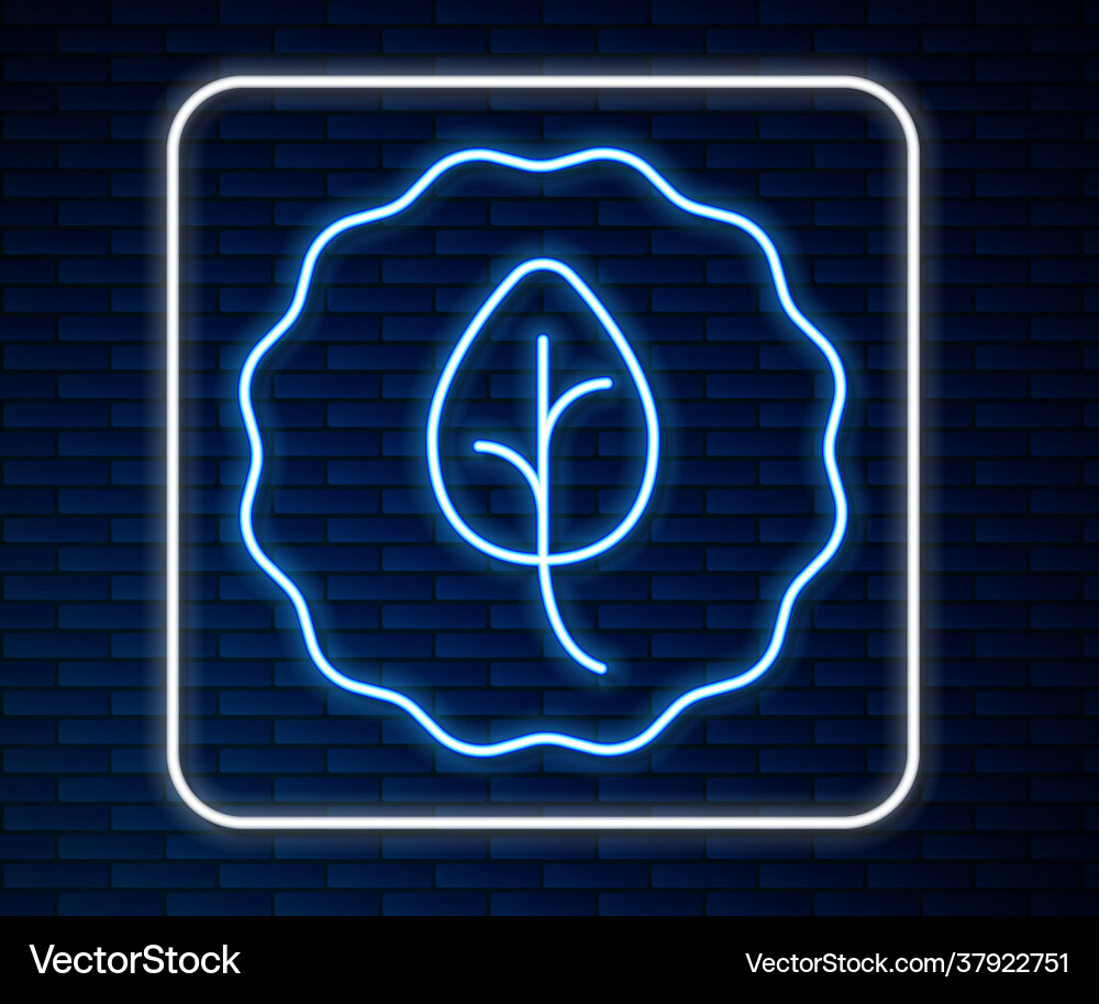 Glowing neon line leaf icon isolated neon Vector Image