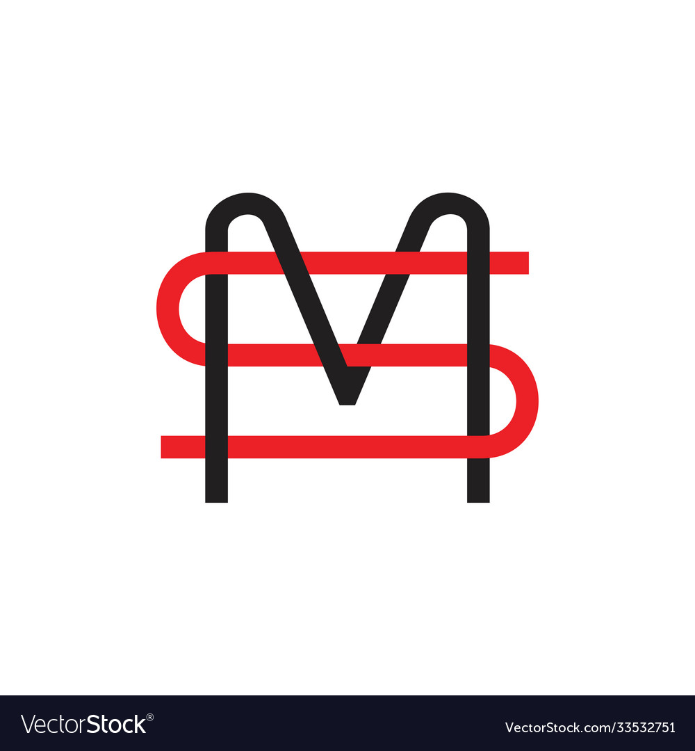 Letter ms simple linked overlapping line logo Vector Image Letter ms simple linked overlapping line logo Vector Image