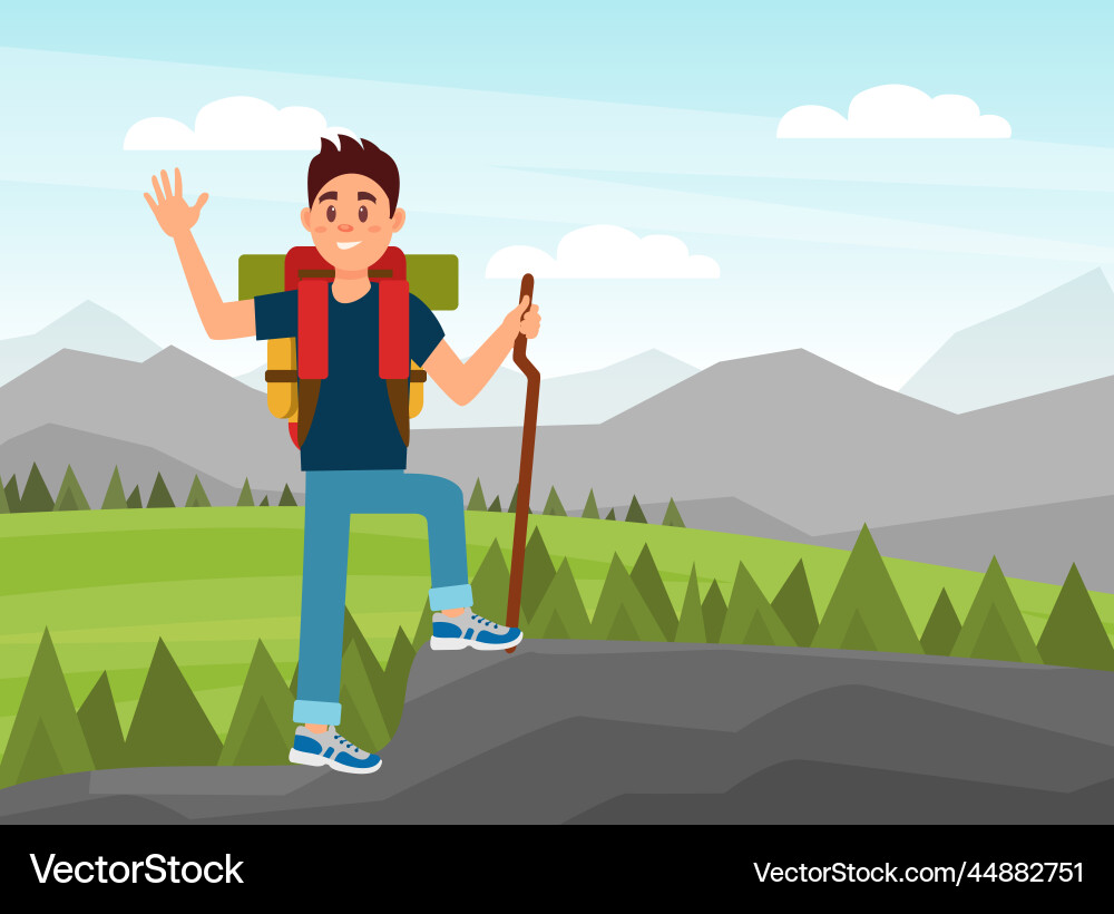 Man character camping hiking and walking Vector Image