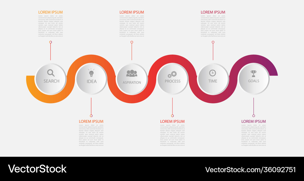 Six steps infographics with main option business Vector Image