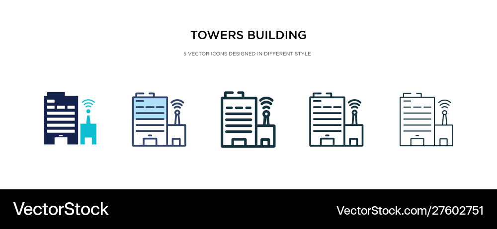 Towers building transmission icon in different Vector Image
