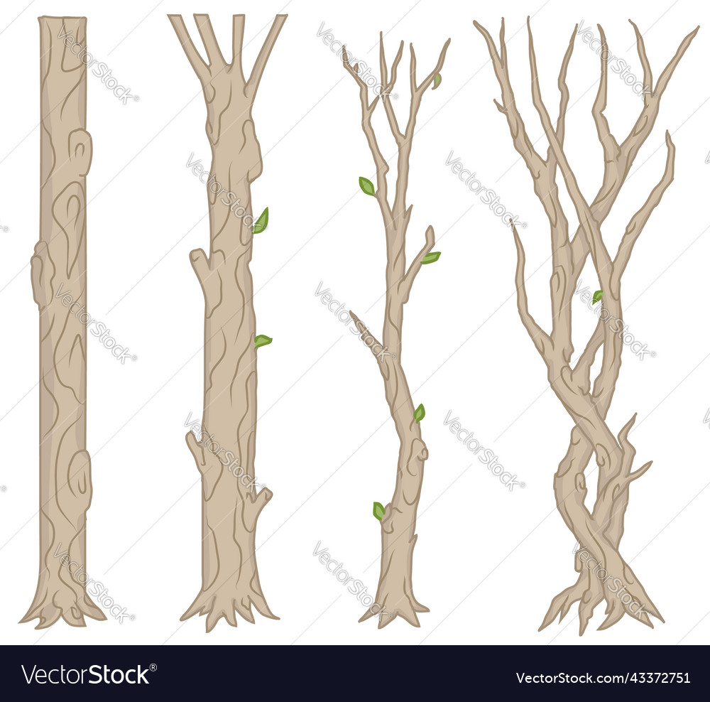 Tree trunk cartoon design elements Royalty Free Vector Image