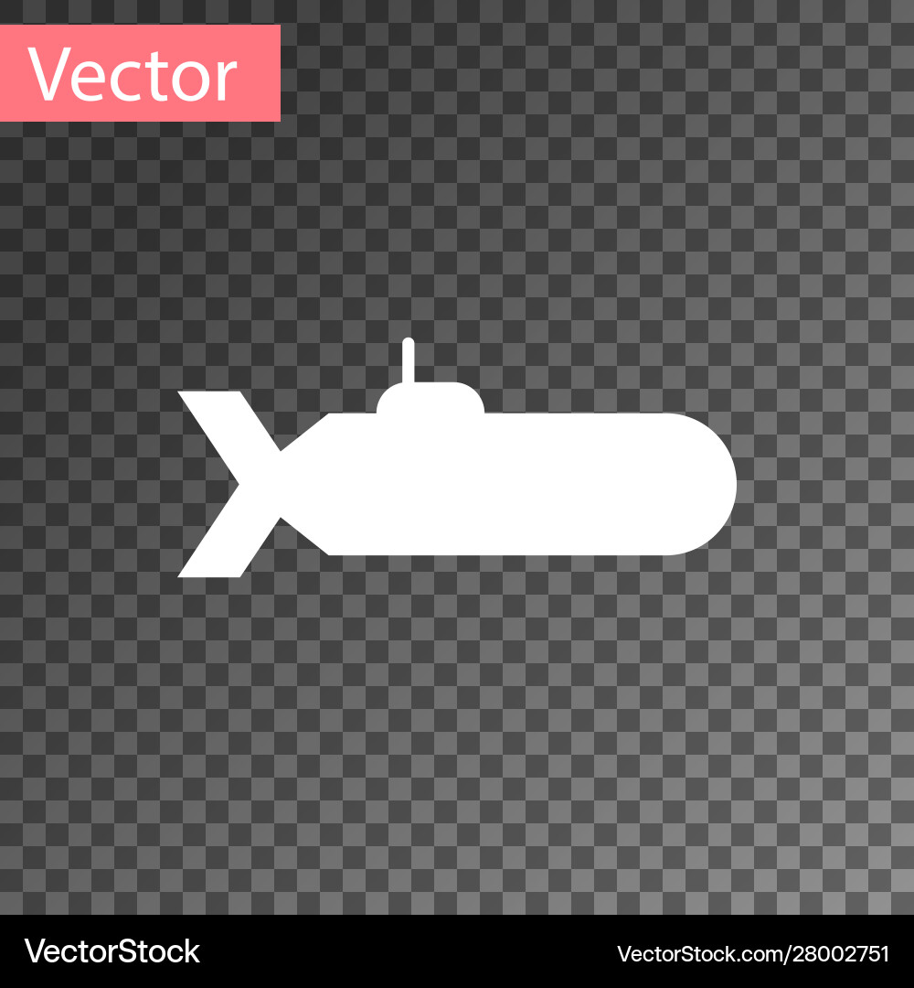 White submarine icon isolated on transparent Vector Image
