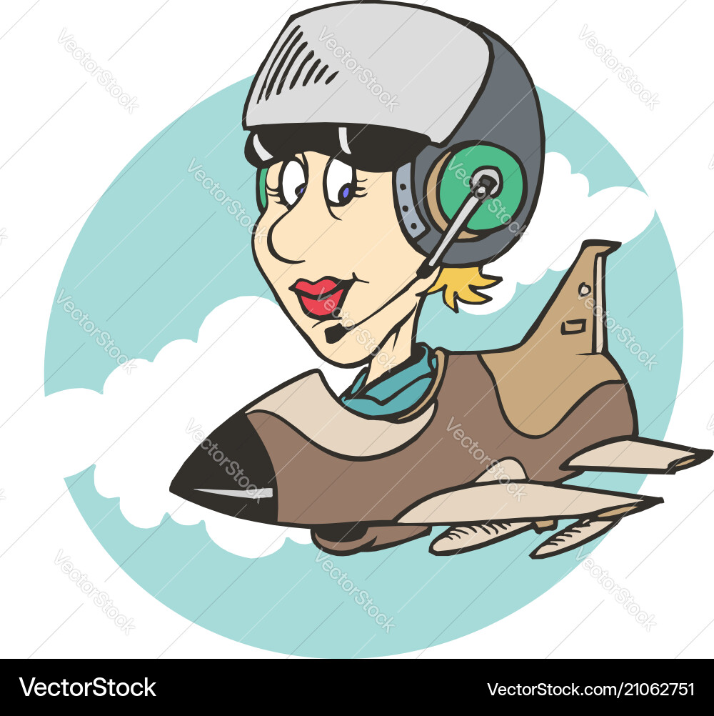 Women pilot ridding plane Royalty Free Vector Image