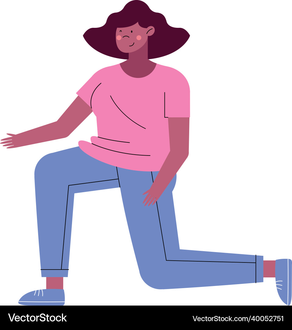 Young woman kneeling character Royalty Free Vector Image