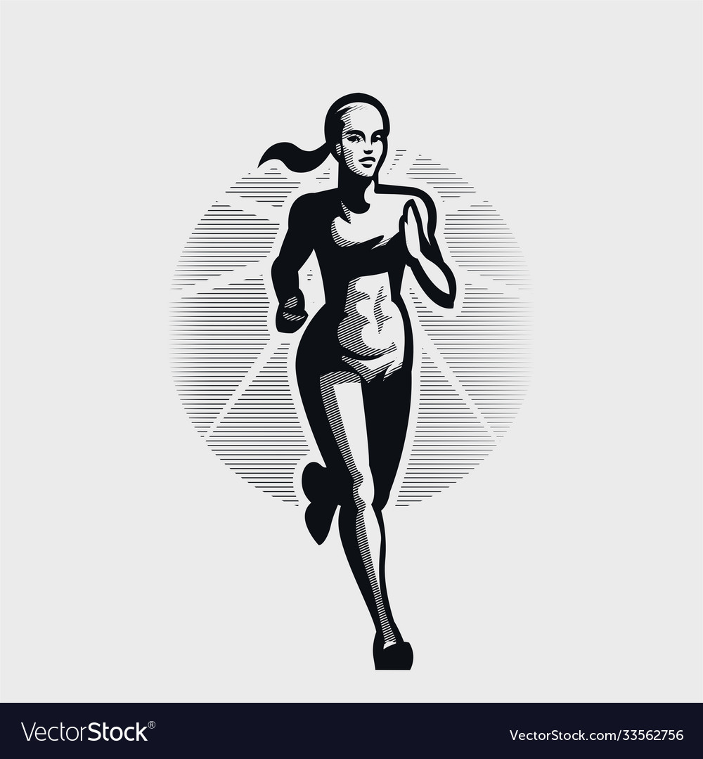 A young woman is running Royalty Free Vector Image