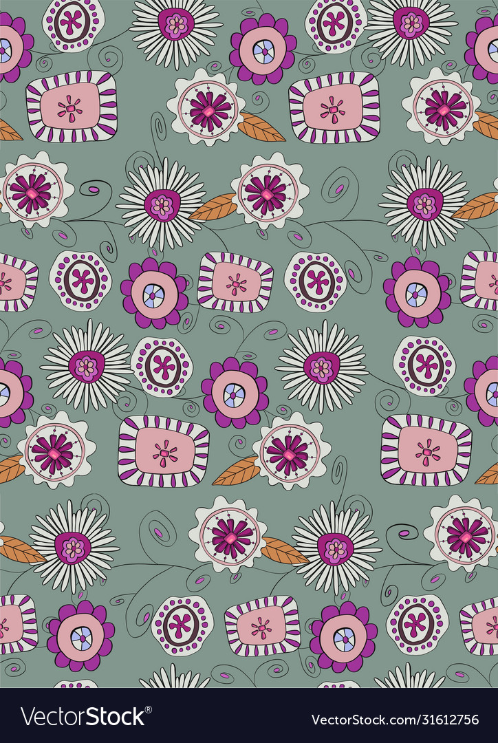 Abstract flowers seamless pattern Royalty Free Vector Image Abstract flowers seamless pattern Royalty Free Vector Image