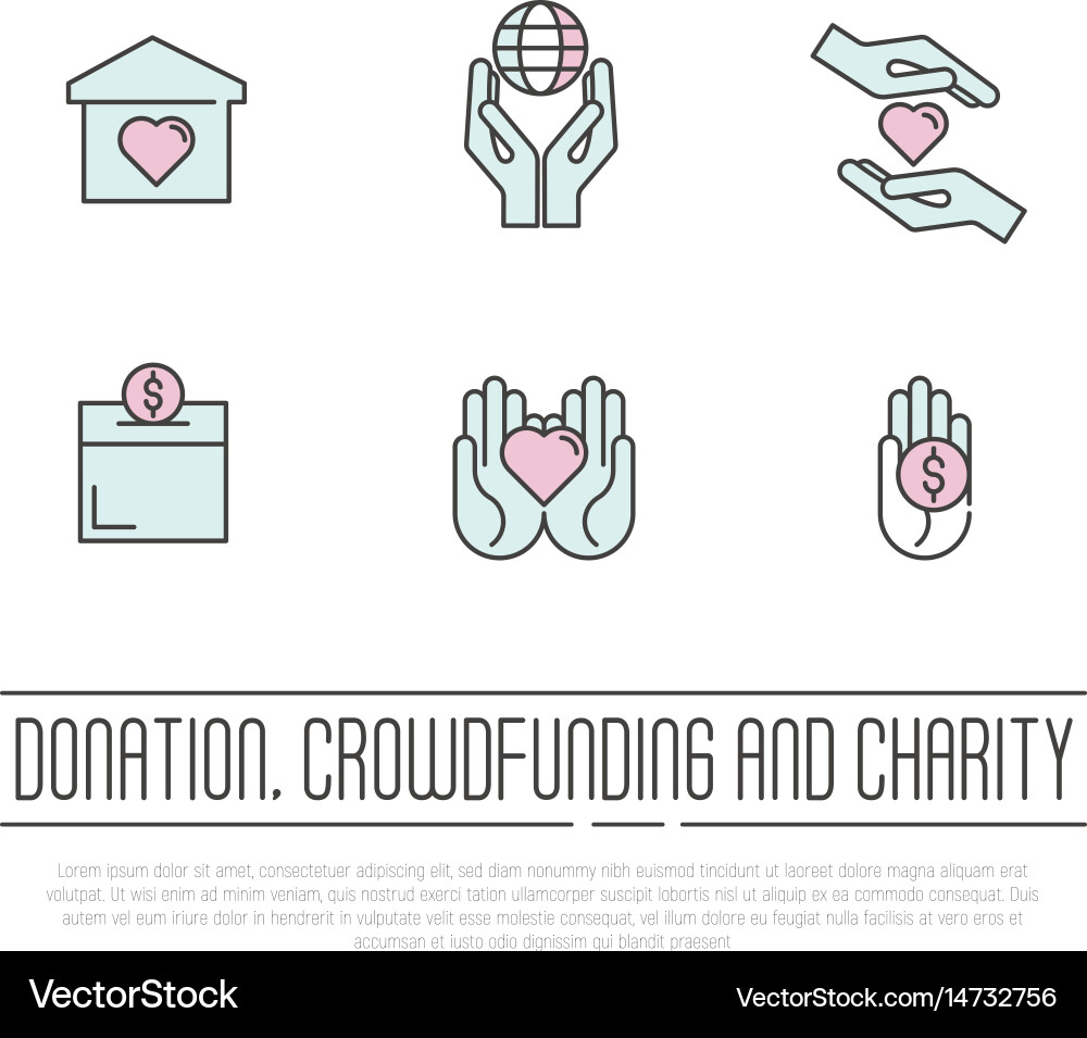 Charity and donation modern line design Royalty Free Vector