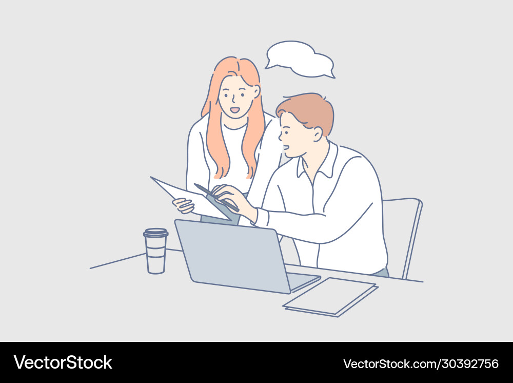 Coworking team training discussion meeting Vector Image
