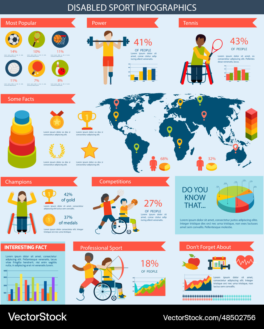 Disabled sports infographics Royalty Free Vector Image