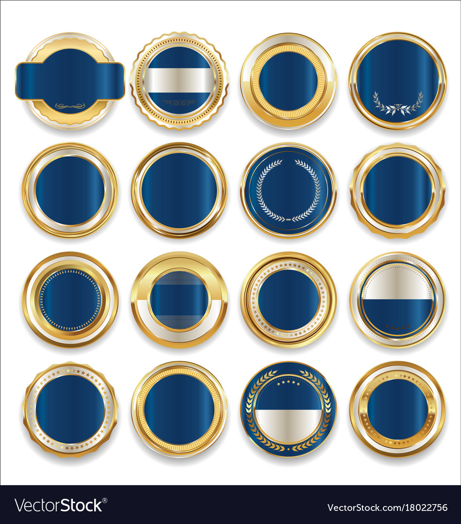 Empty gold silver and blue labels collection Vector Image Empty gold silver and blue labels collection Vector Image