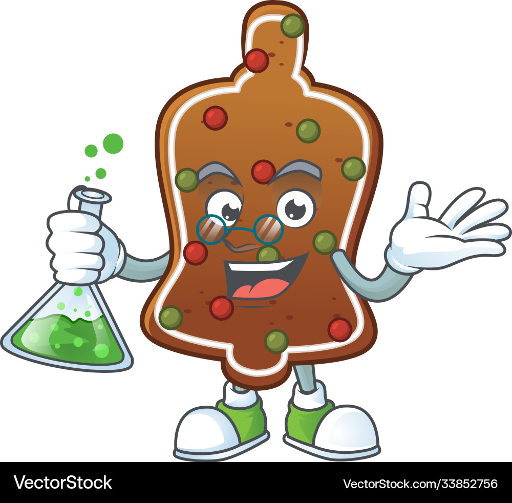 Gingerbread bell genius professor cartoon Vector Image
